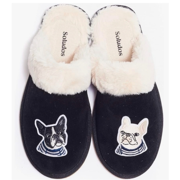 Soludos | Shoes | New Soludos French Bulldog Black Faux Fur Lined ...